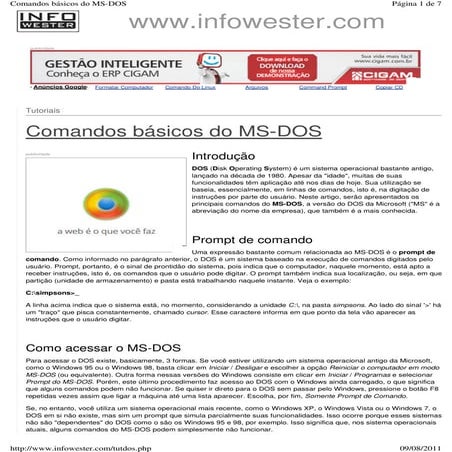 Comandos do dos | PDF