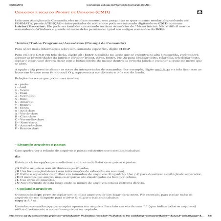 Comandos E Dicas Do Prompt De Comando Cmd Pdf