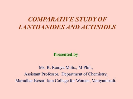 Lanthanide and actinide chemistry | PPT | Chemistry | Science