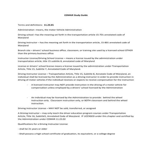 Comar study guide 1 | PDF