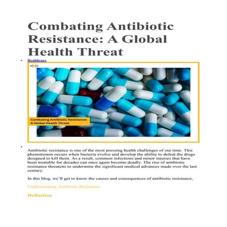Combating Antibiotic Resistance: A Global Health Threat | Business Wolf Magazine | PDF