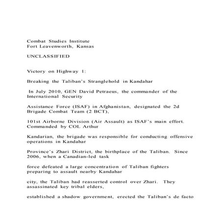 Combat Studies Institute Fort Leavenworth, Kansas UNCLAS | DOCX