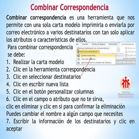 Combinar correspondencia y tabla de contenido | PPTX | Computing | Technology & Computing