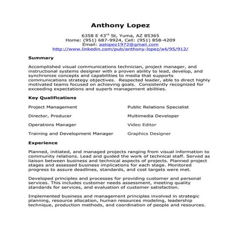 Resume Anthony Lopez | PDF