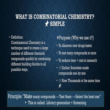 COMBINATORIAL CHEMISTRY part 1 Medicinal chemistry unit 5 | PDF