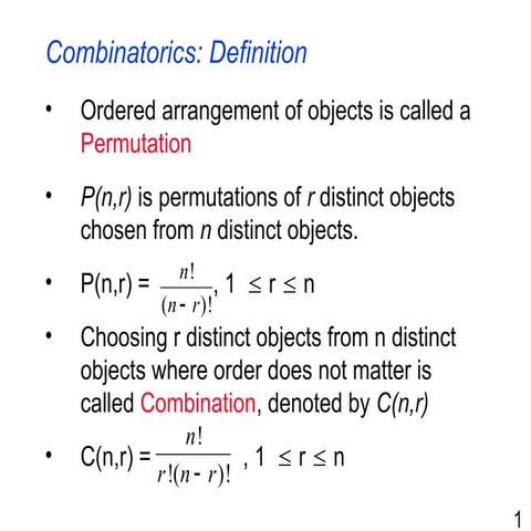 Sample combinatorics problems: Permutation and Combination | PPT