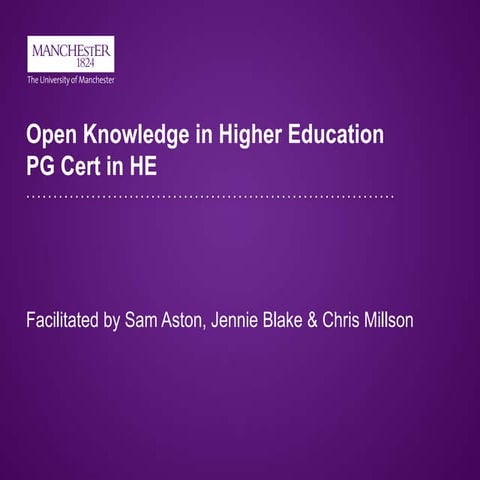 Open Knowledge in Higher Education (OKHE) - session 1 | PPT