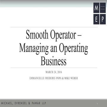 Smooth Operator – Managing an Operating Business Successfully | PDF