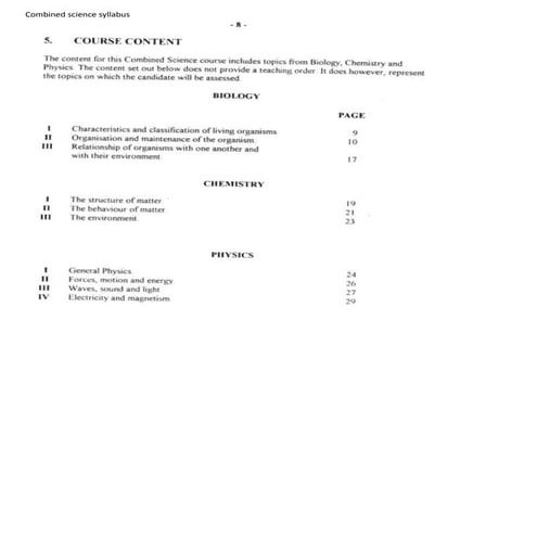 Combined science syllabus | PDF