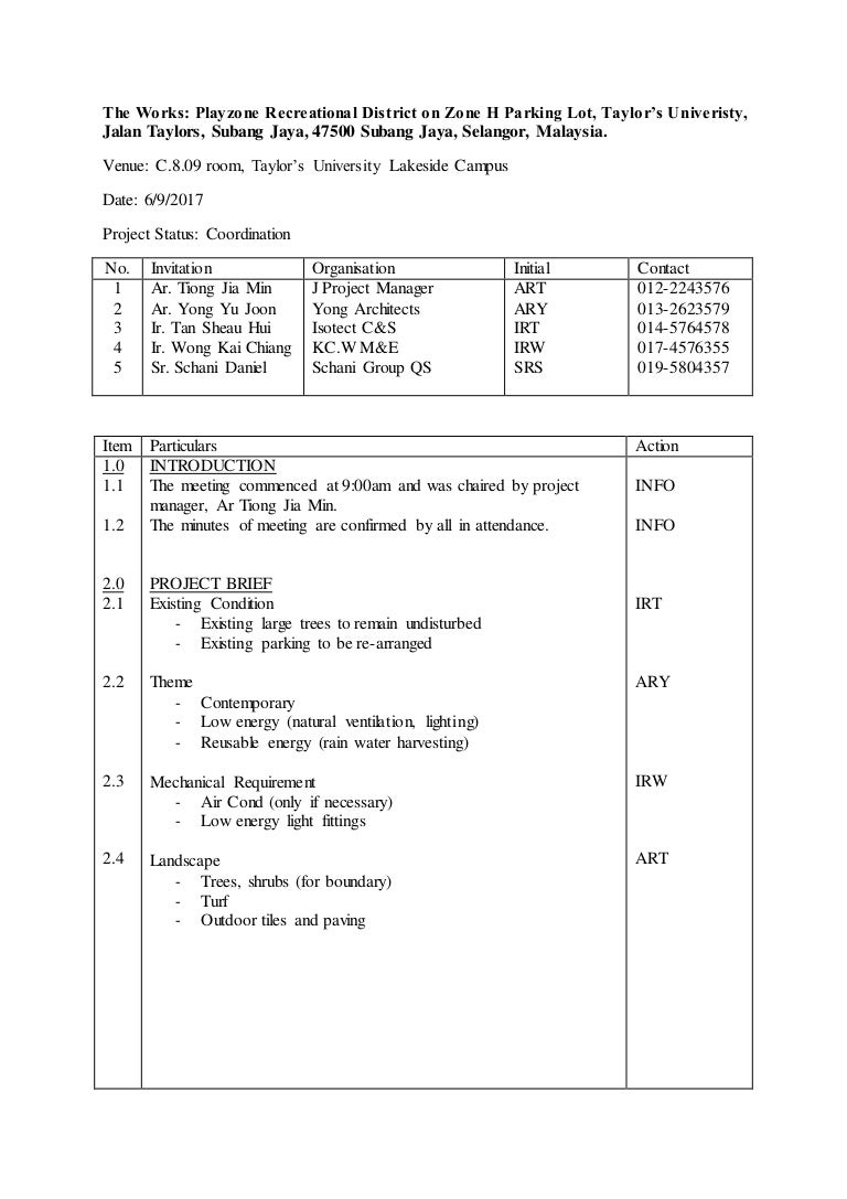 Meeting Minute Exercise