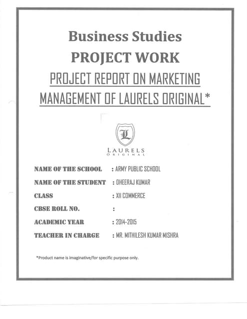 12th bst project on marketing management | DOCX