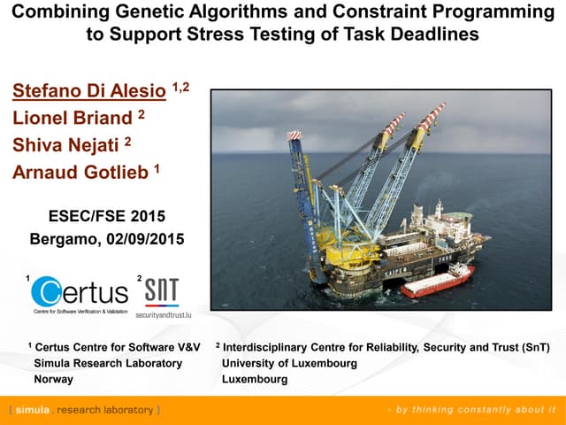 Combining Genetic Algoriths And Constraint Programming To Support Stress Testing Of Task