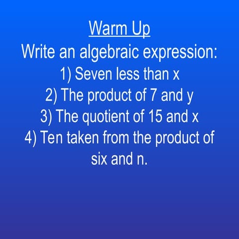 Combining Like Terms to simplify and expression or equation | PPT