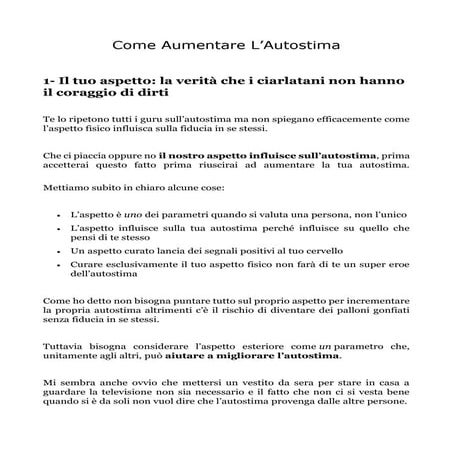 Come aumentare l'autostima | PDF