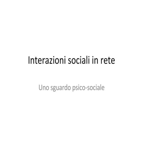 Effetti psicosociali della dipendenza da social network | PPTX