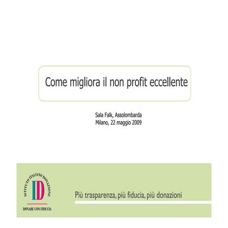 Come Migliora Il Non Profit Eccellente Magg09 | PDF | Non-Profit Organizations | Industries