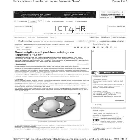Come migliorare il problem solving con l'approccio lean | PDF