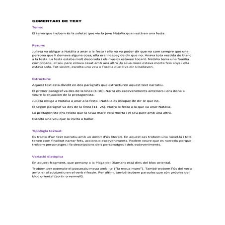 COMENTARI DE TEXT en valencià, preparació per a selectivitat | DOCX