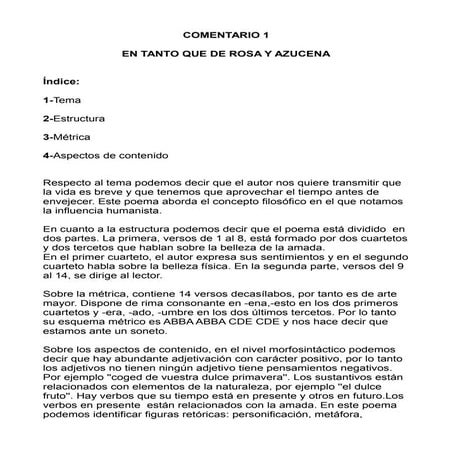Comentario: en tanto que de rosa y azucena | ODT