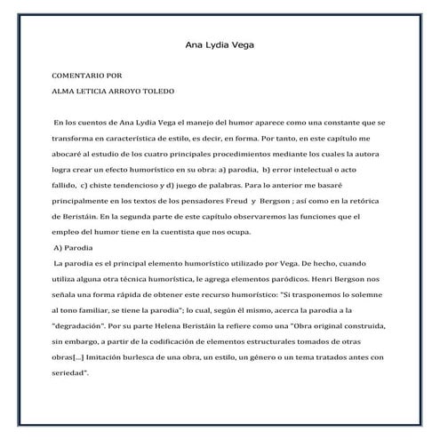 Biografía de Ana Lydia Vega | PDF