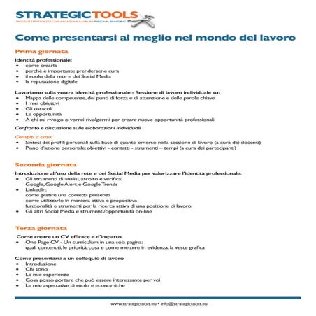 Come presentarsi al meglio nel mondo del lavoro | PDF