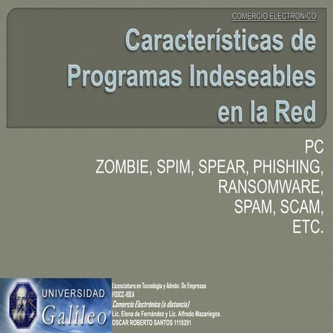 Comercio electronico características de programas indeseables | PPTX | Computing | Technology ...