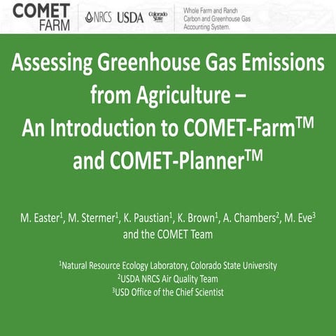Assessing the Greenhouse Gas Balance of Farming and Ranching Practices with COMET-Farm - easter ...