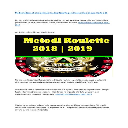 Come vincere alla roulette 2018 2019 | PDF