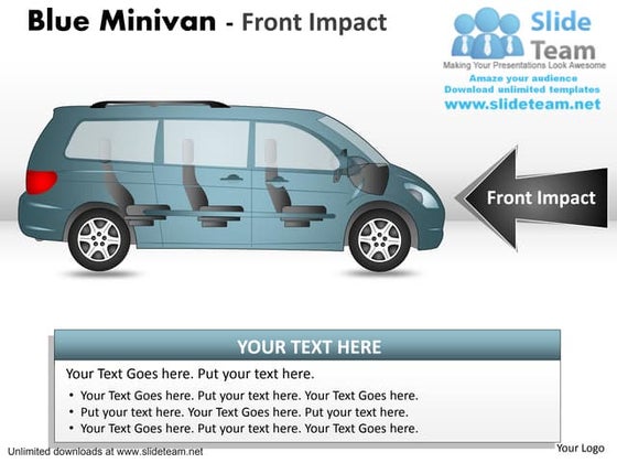 Beautifully designed blue minivan side view power point slides and ppt ...