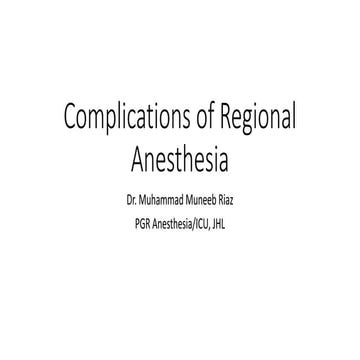 Compications of regional anesthesia | PDF | Surgery | Medical Health