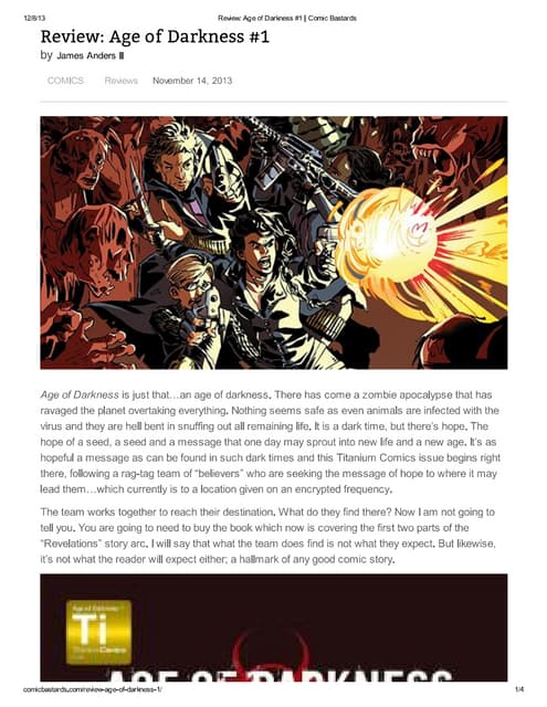 Digital Review: Age of Darkness #1 from Titanium Comics | PDF