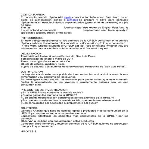 Comida rapida. | DOCX