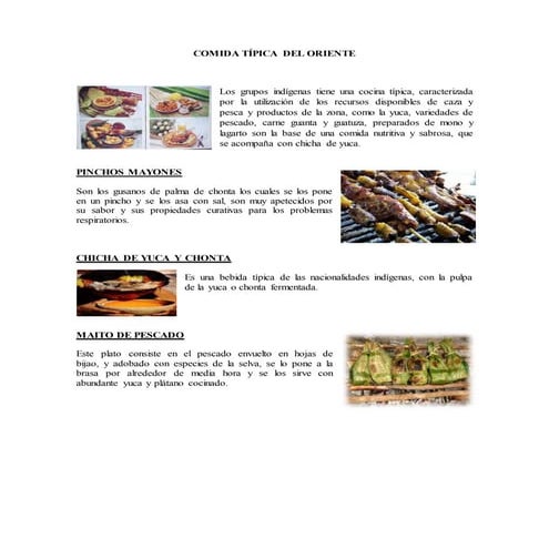 Comida típica del oriente | DOCX