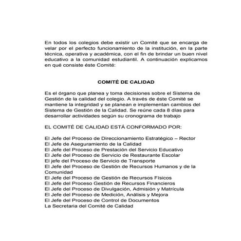Comité de calidad | PDF