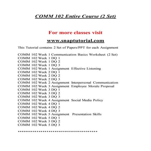 Comm 102Education Specialist / snaptutorial.com