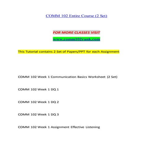 COMM 102 RANK Lessons in Excellence--comm102rank.com