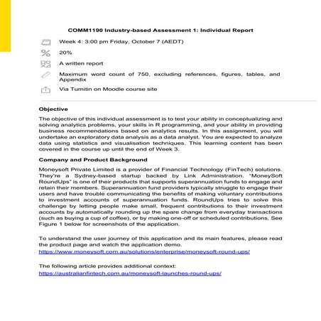 COMM1190 Industry-based Assessment 1 Individual Report - R Studio ...