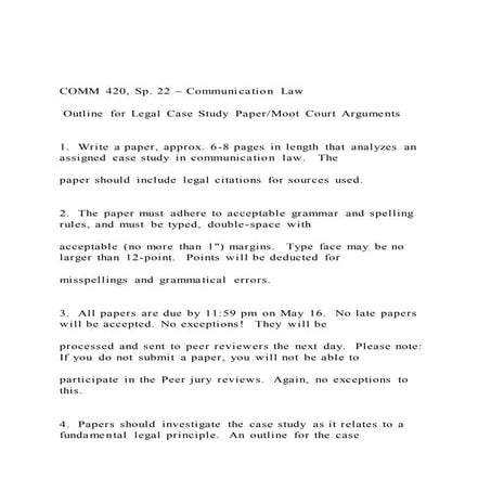 COMM 420, Sp. 22 – Communication Law Outline for Legal Ca | DOCX ...