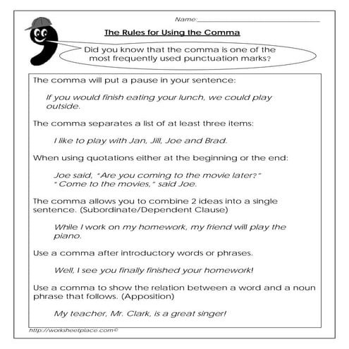 comma rules | PDF