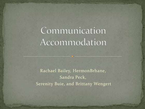 Communication Accommodation Theory | PPTX | Dating | Family and ...