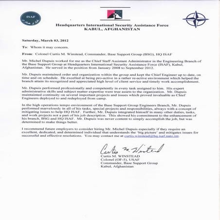 Commander bsg commendation letter | PDF