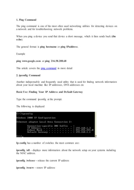 Networking Commandspptx Computer Networking Computing 3745
