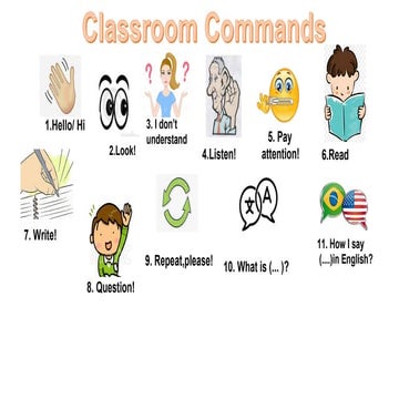 Classroom Commands - First words to be used in an English Class | PDF