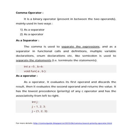 Comma operator | PDF | Programming Languages | Computing