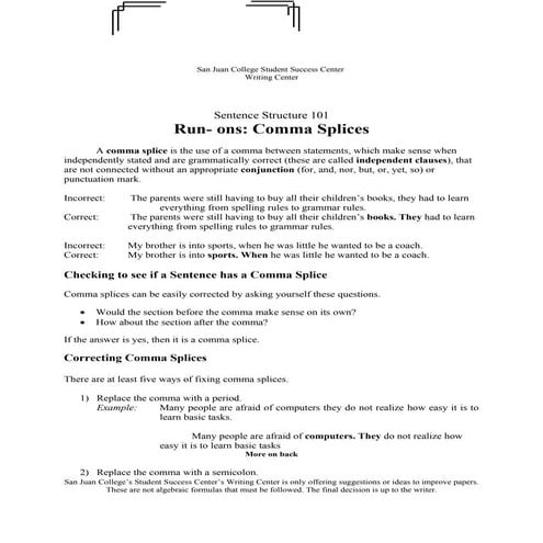 Comma Splice | PDF