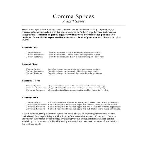 Comma splices | PDF