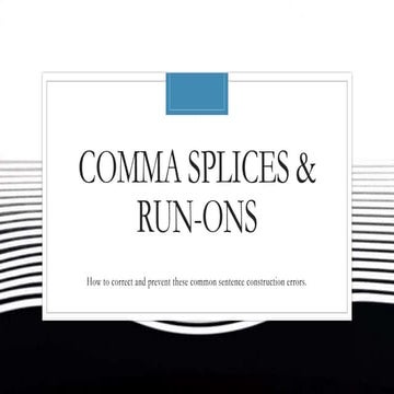 Comma splices and run ons | PPTX