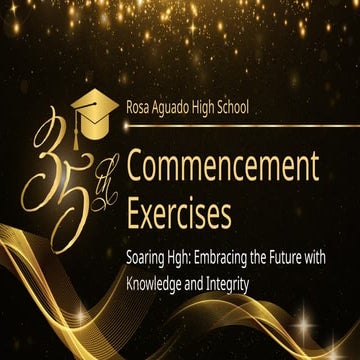 Commencement Exercises Graduation Program Presentation in Gold and ...