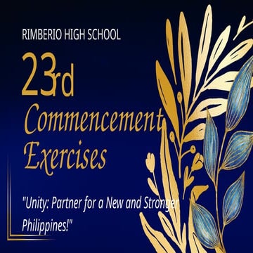Commencement Exercises Presentation in Blue and Gold Leaf and Flowers ...