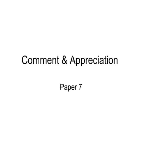 Comment & Appreciation | PPT